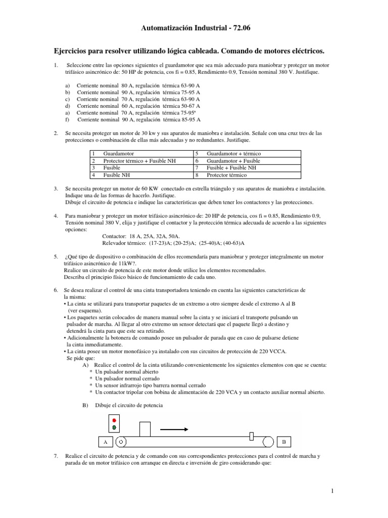 Guía de Problemas Lógica Cableada | PDF | Fusible (Eléctrico) | Ascensor