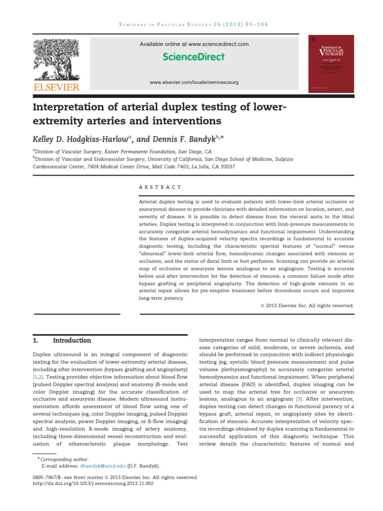 Duplex Testing for Lower-Limb Arteries | PDF | Interventional Radiology ...