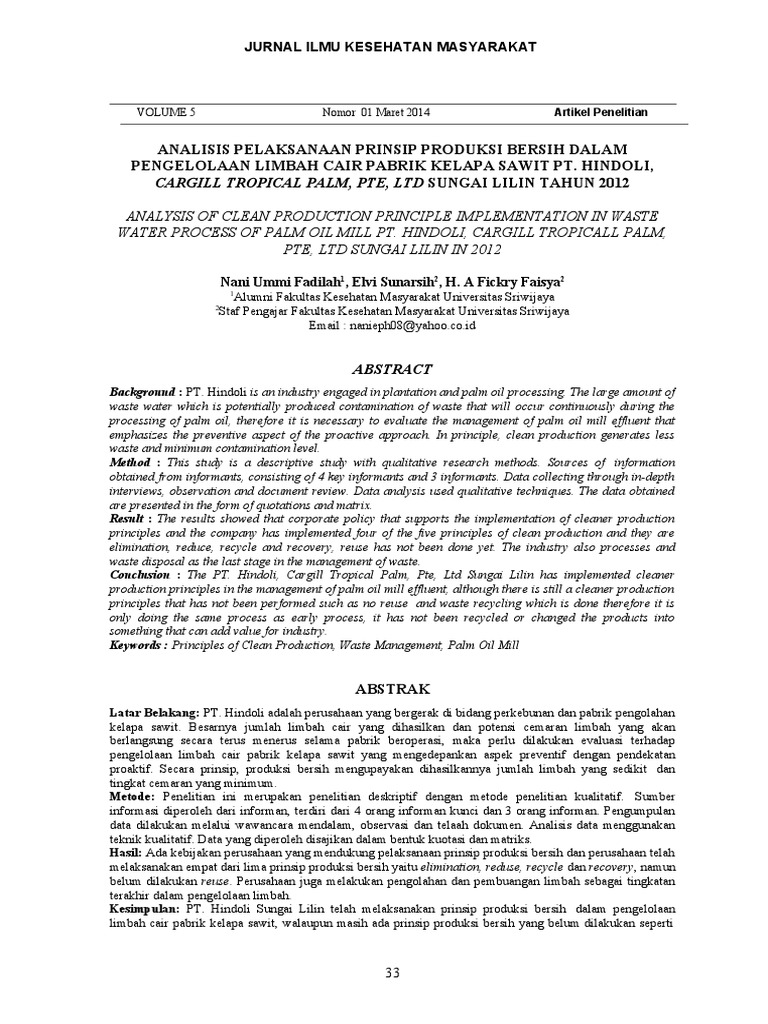 ID Analysis of Clean Production Principle I | PDF | Waste | Qualitative Research