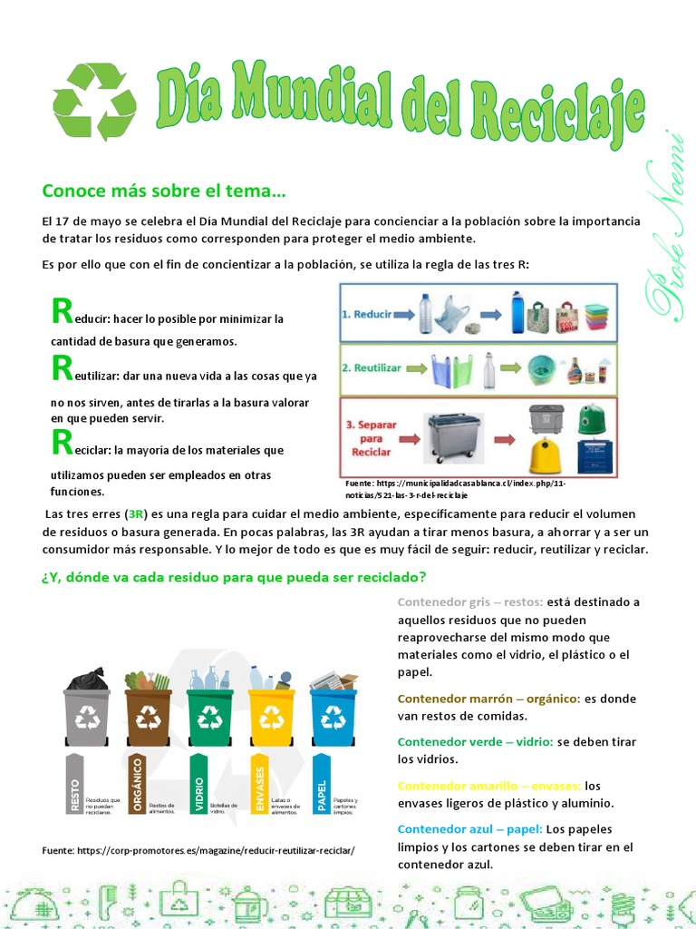 Día Mundial Del Reciclaje - Dossier de Actividades | PDF | Residuos ...