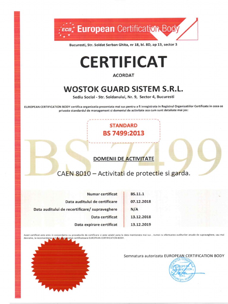 Certificat Bs 7499 | PDF