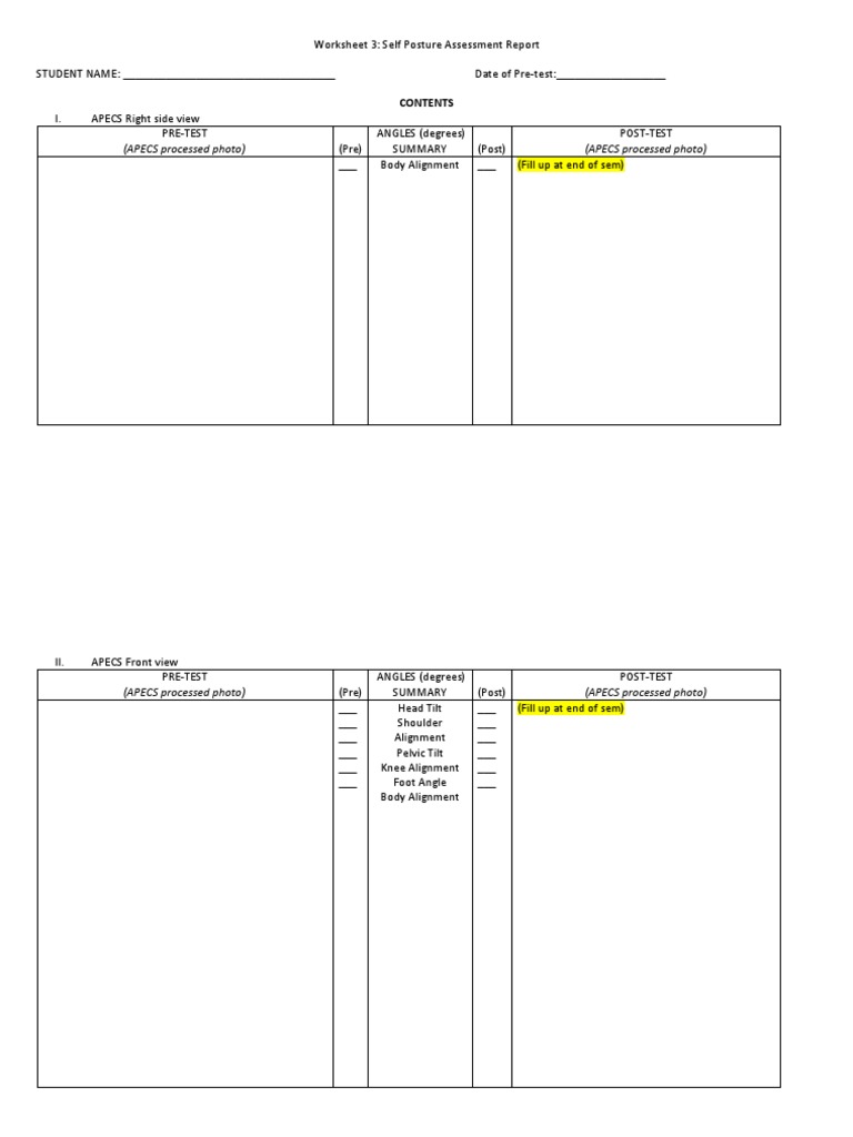 APECS & Paterson Posture Assessment | PDF | Shoulder | Pelvis