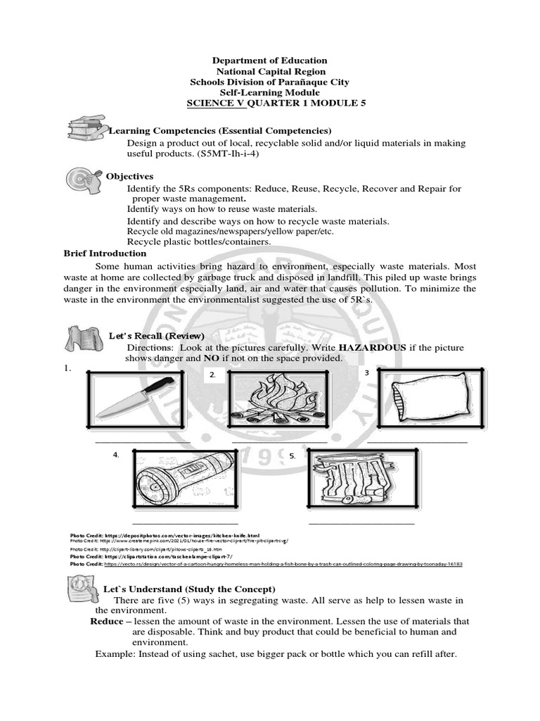 Science-5 - Quarter-1-Module-5-Week-5 | PDF | Waste | Recycling