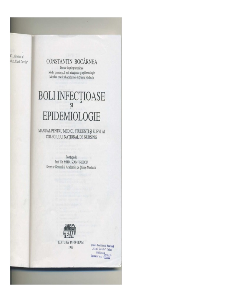 Boli Infectioase Si Epidemiologie - Constantin Bocarnea | PDF