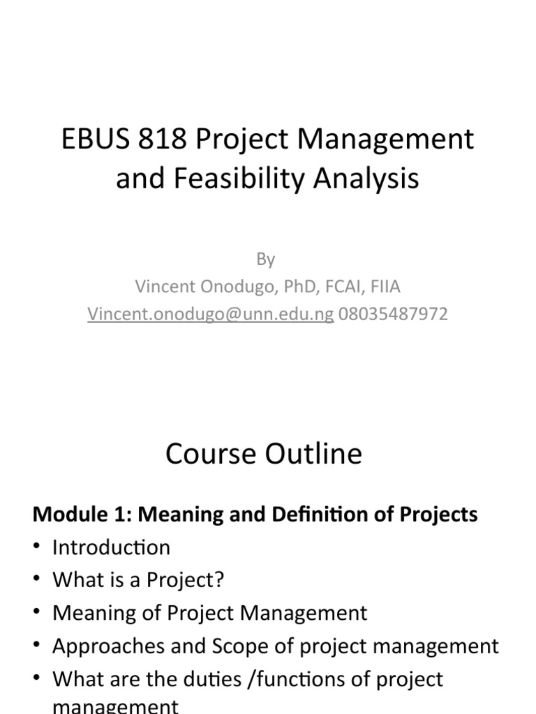 ESUT BUS 818 Project Management and Feasibility Analysis | PDF ...