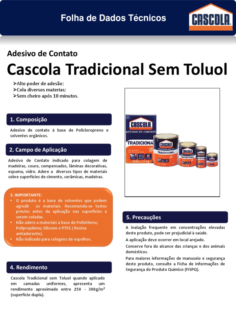 Cascola Tradicional Sem Toluol | PDF | Tolueno | Tinta