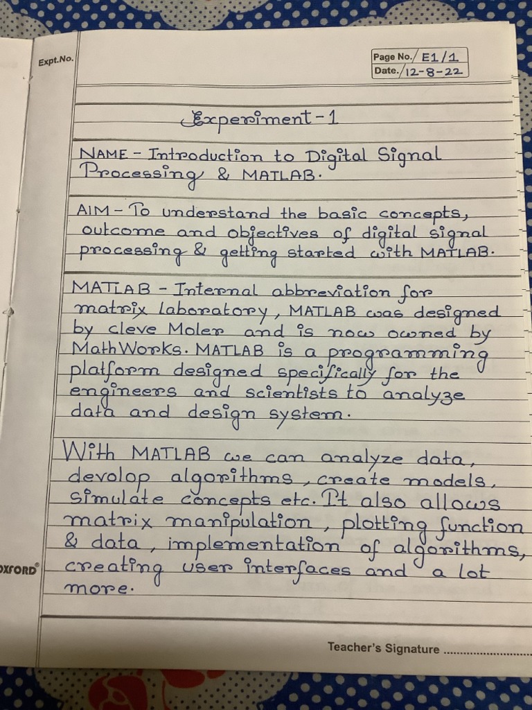 Digital Signal Processing (BTECH) - Lab Work 1 | PDF