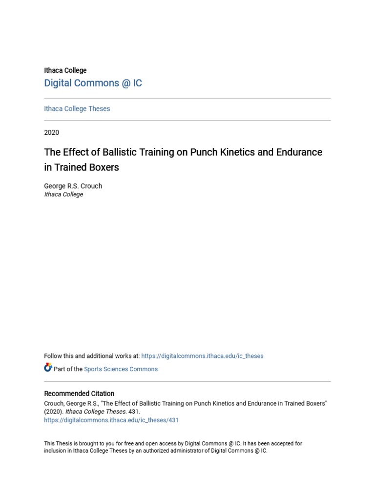 The Effect of Ballistic Training On Punch Kinetics and Endurance | PDF ...