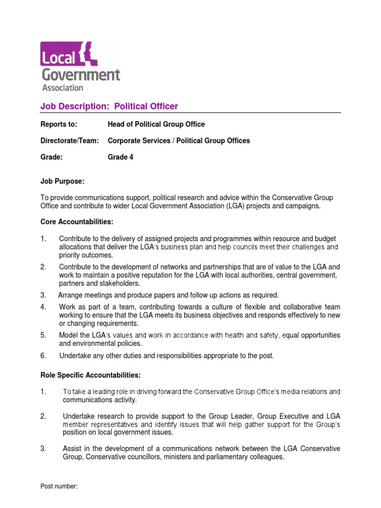 Political Officer Job Overview | PDF | Conservatism | Business