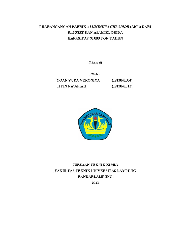 Prarancangan Pabrik Aluminium Klorida | PDF | Sains & Matematika