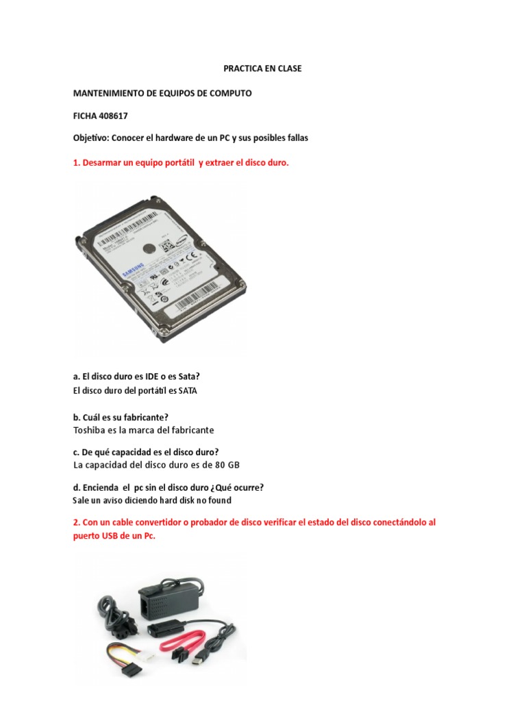 Practica en Clase | PDF | Disco duro | Ordenador portátil