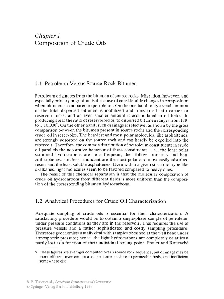 Composition of Crude Oils: 1.1 Petroleum Versus Source Rock Bitumen ...