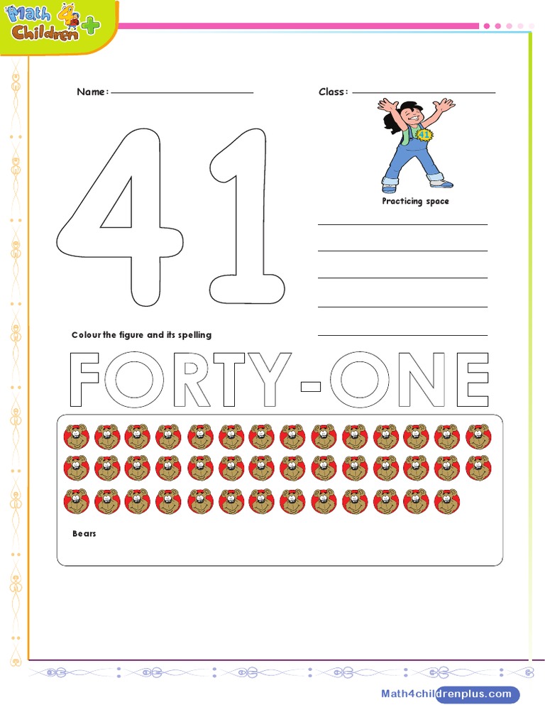 Number 41 Worksheet | PDF