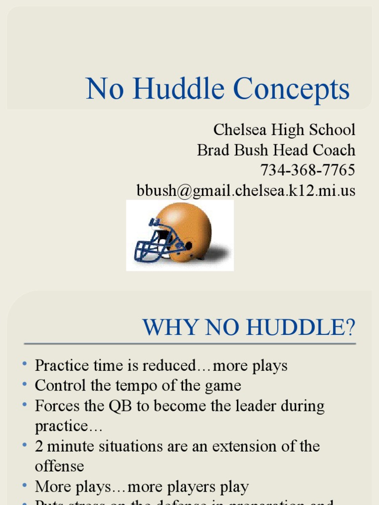 No Huddle Concepts | PDF | Quarterback | Team Sports