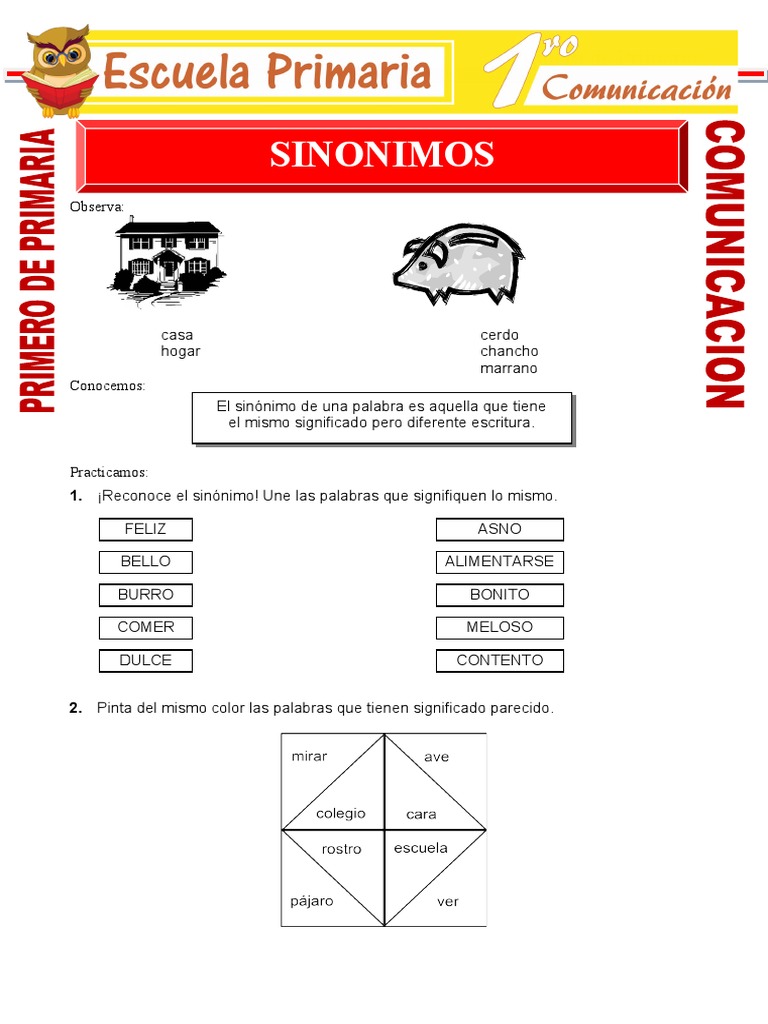 Sinonimos para Niños de Primero de Primaria | PDF