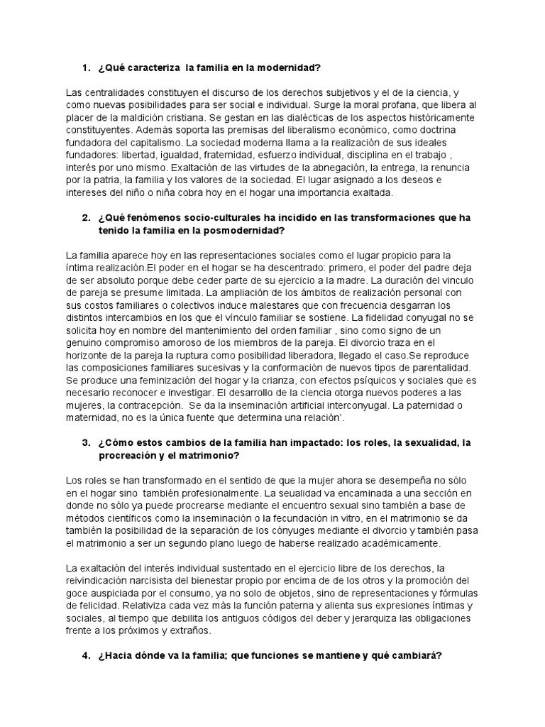 ¿Qué Caracteriza La Familia en La Modernidad | PDF | Familia | Matrimonio