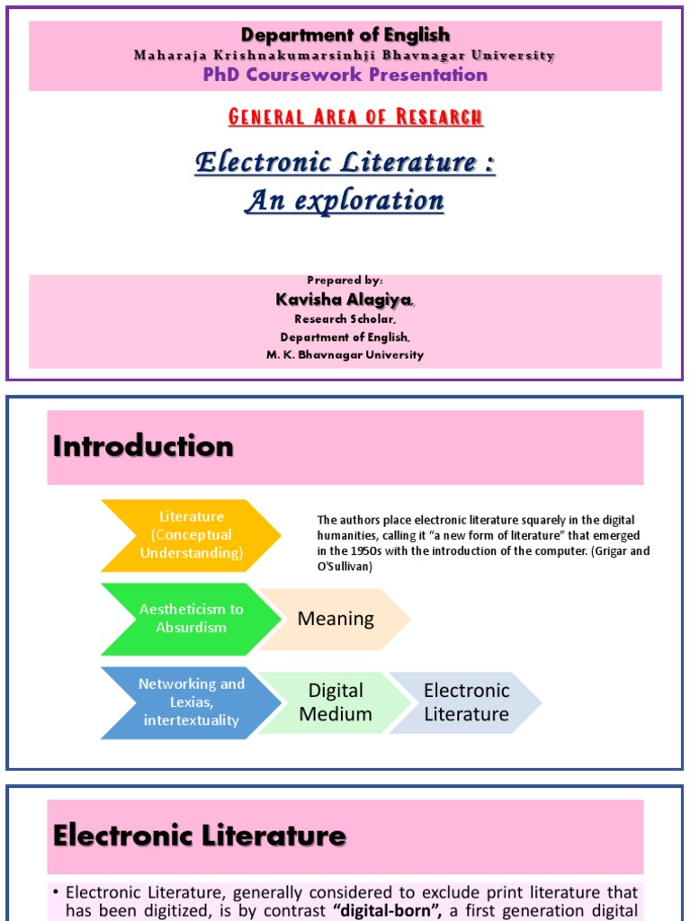 Electronic Literature: An Exploration | PDF | Communication | Human ...