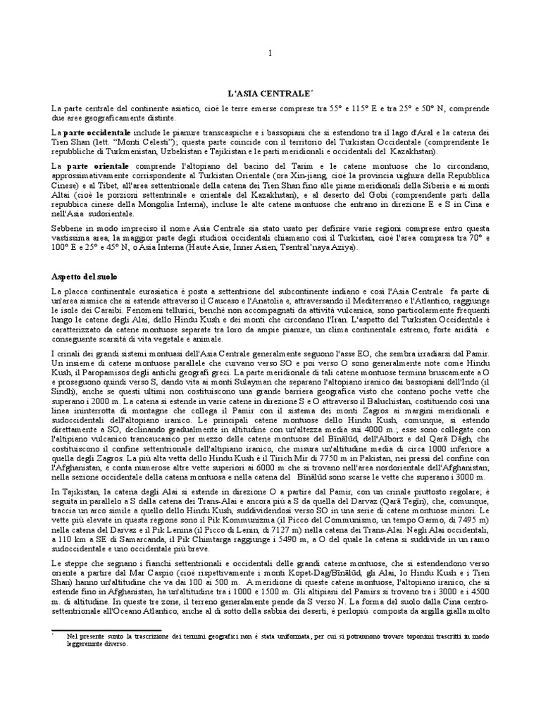 Geografia Fisica Dell'asia Centrale | PDF