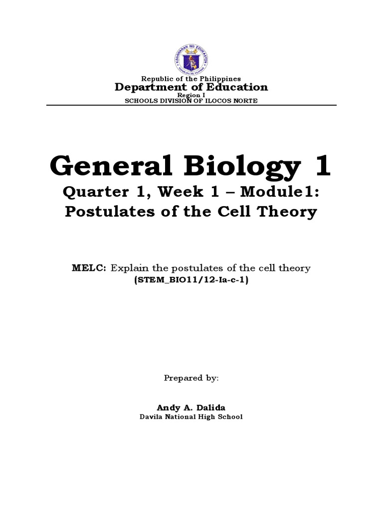 General Biology 1 Quarter 1 Week 1 Module1 Postulates Of The Cell Theory Download Free 