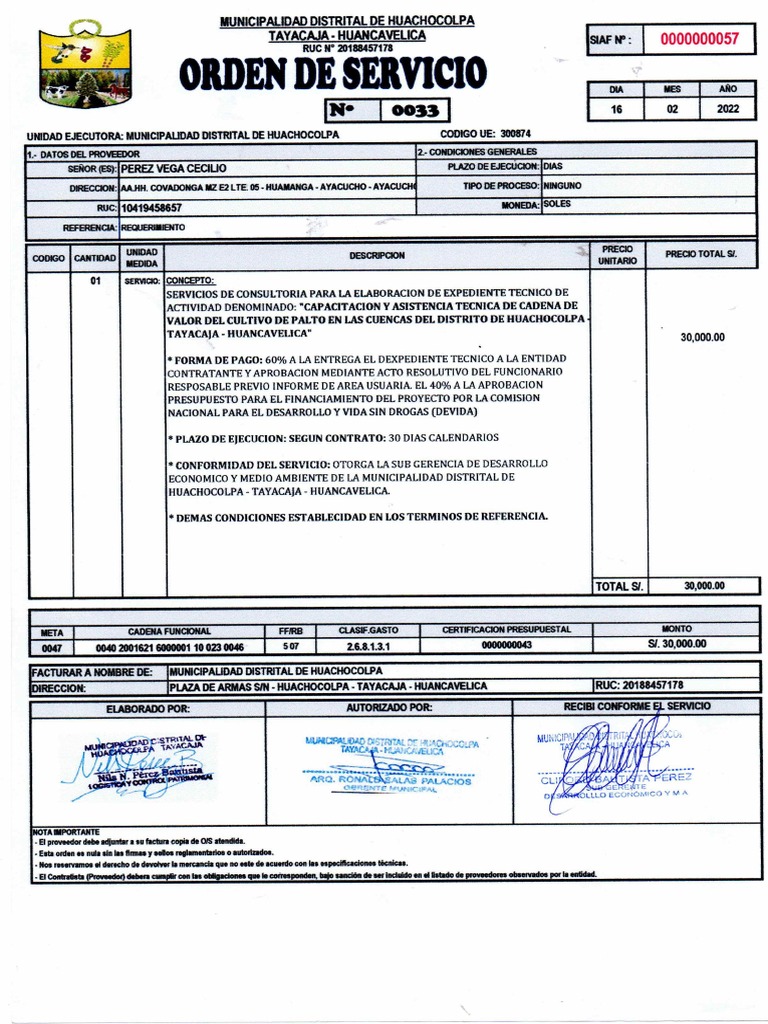 Orden de Servicio | PDF