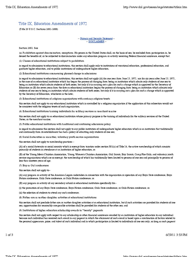 1972 Education Amendments | National Education