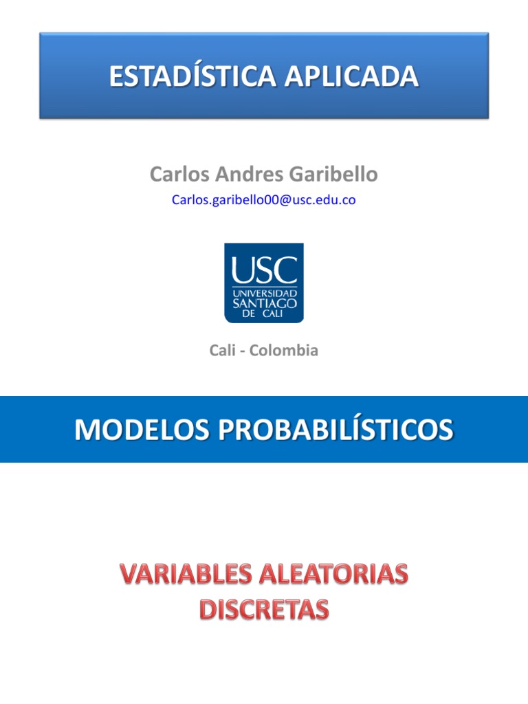 Variables Aleatorias y Distribuciones de Probabilidad Discretas | PDF | Probabilidad | Variable ...