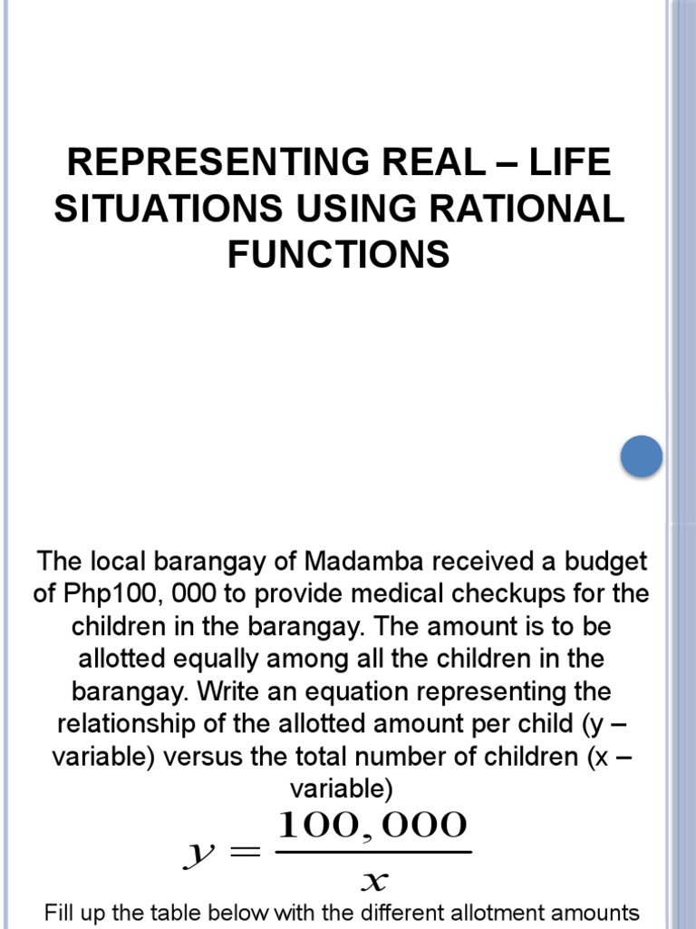 Representing Real - Life Situations Using Rational Functions | PDF ...
