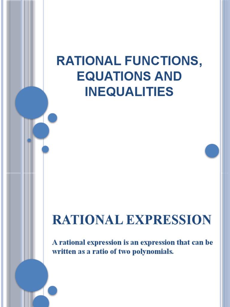 Rational Functions, Equations and Inequalities | PDF | Equations | Abstract Algebra