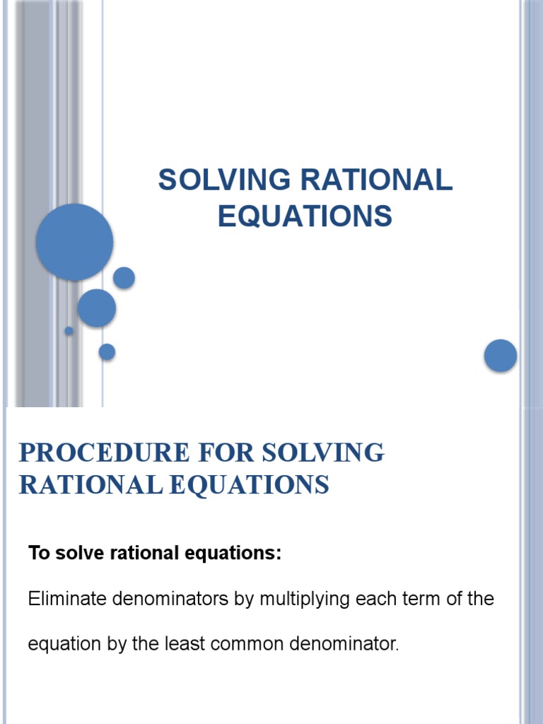 Lesson 3. Solving Rational Equations and Inequalities 1 | PDF ...