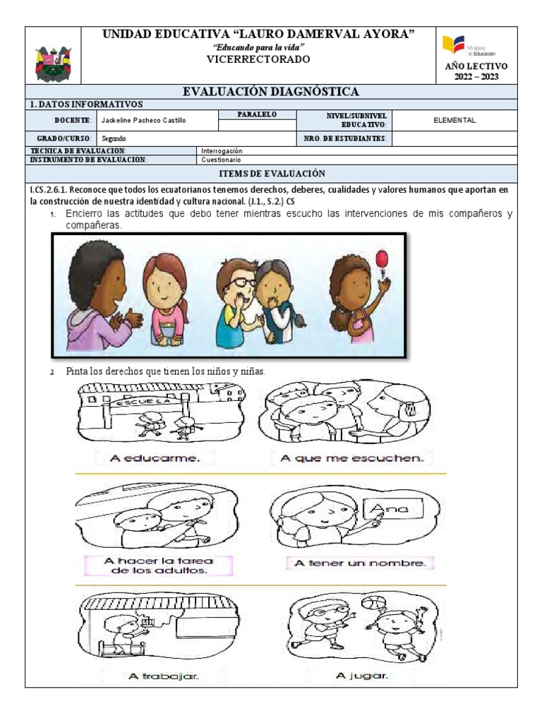 Estudios Sociales Evaluación Diagnóstica 2023 | PDF | Ecuador | Evaluación