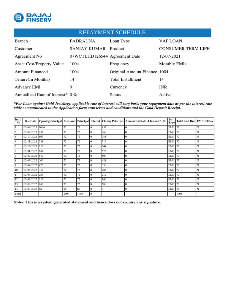 Repayment Schedule - 07 - 31 - 24 | PDF | Interest | Interest Rates