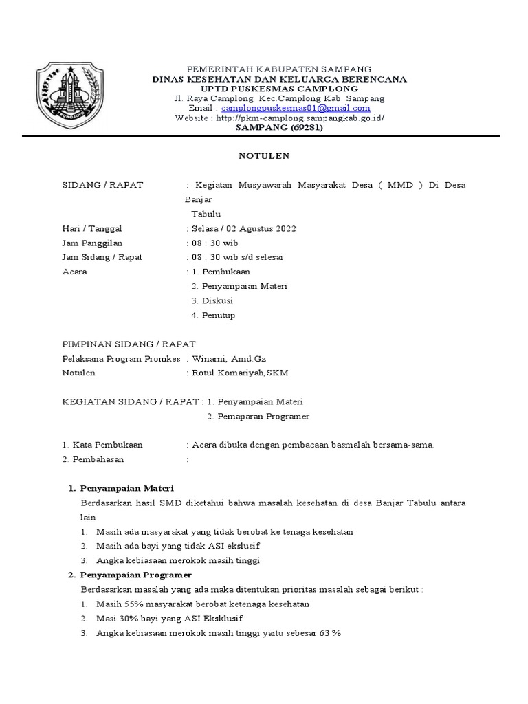 Notulen Desa | PDF