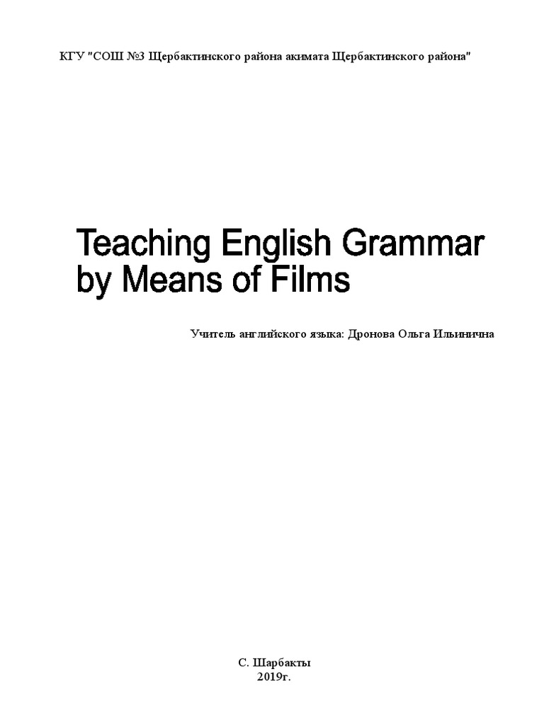 Teaching Grammar Through Film Examples | PDF | English Language ...
