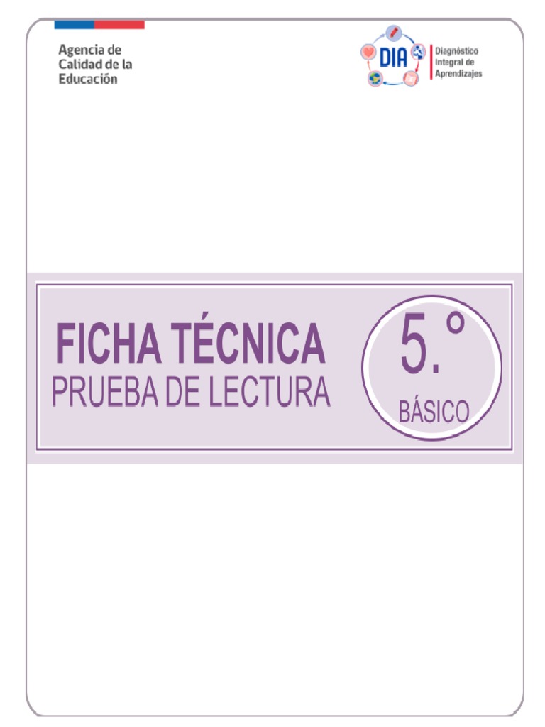 Ficha Tecnica Prueba Lectura 5 BASICO | PDF | Narración | Evaluación