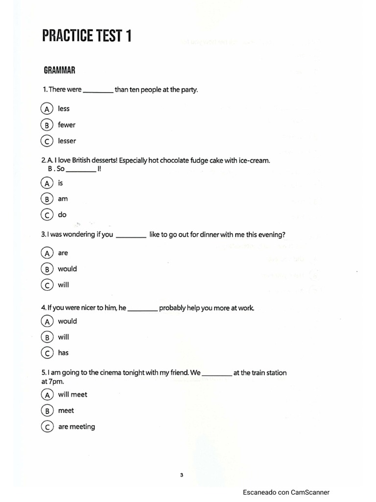 Grammar and Vocabulary Test 1 Book 1 | PDF