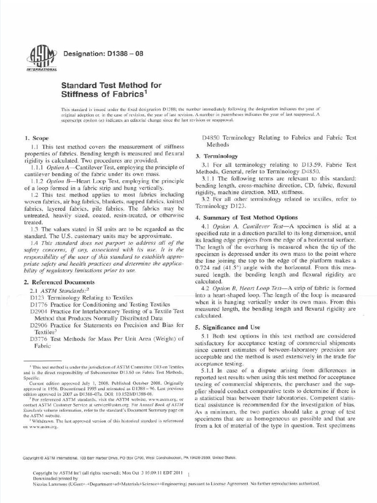 Astm D 1388 08 | PDF