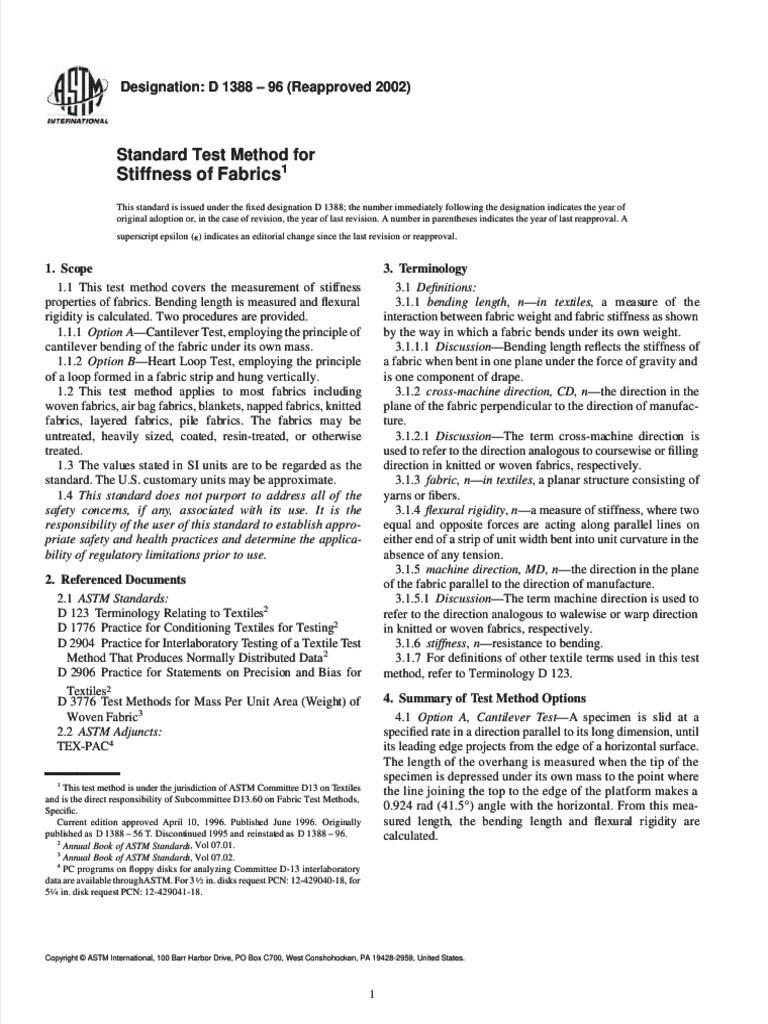 PDF Astm D 1388 96 2002 | PDF | Textiles | Knitting