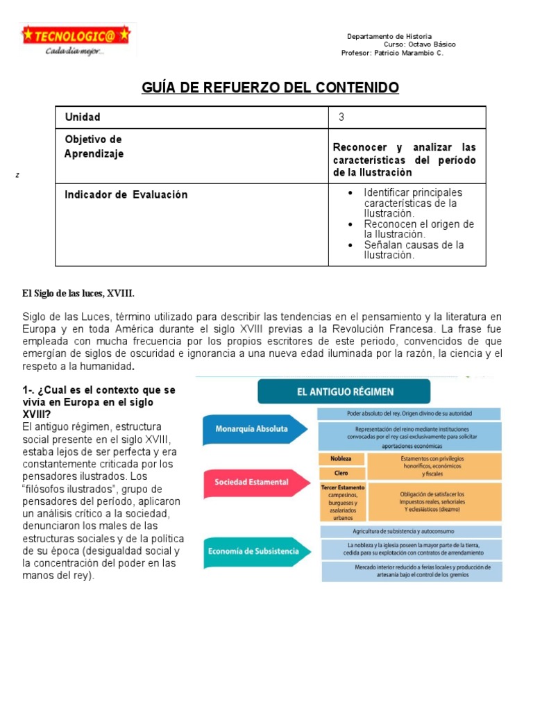 Historia 8° Basico Guia N°13 Anggy Vidal. | PDF | Era de iluminacion | Razón