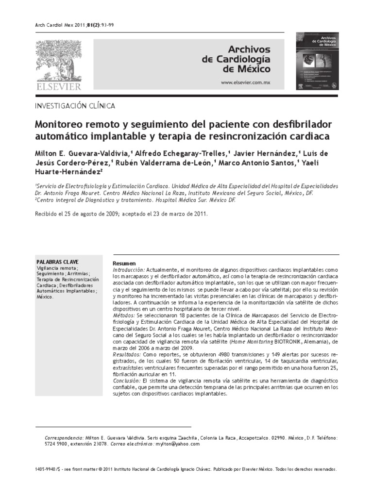 Monitoreo Remoto y Seguimiento Del Paciente Con Desibrilador Automático ...