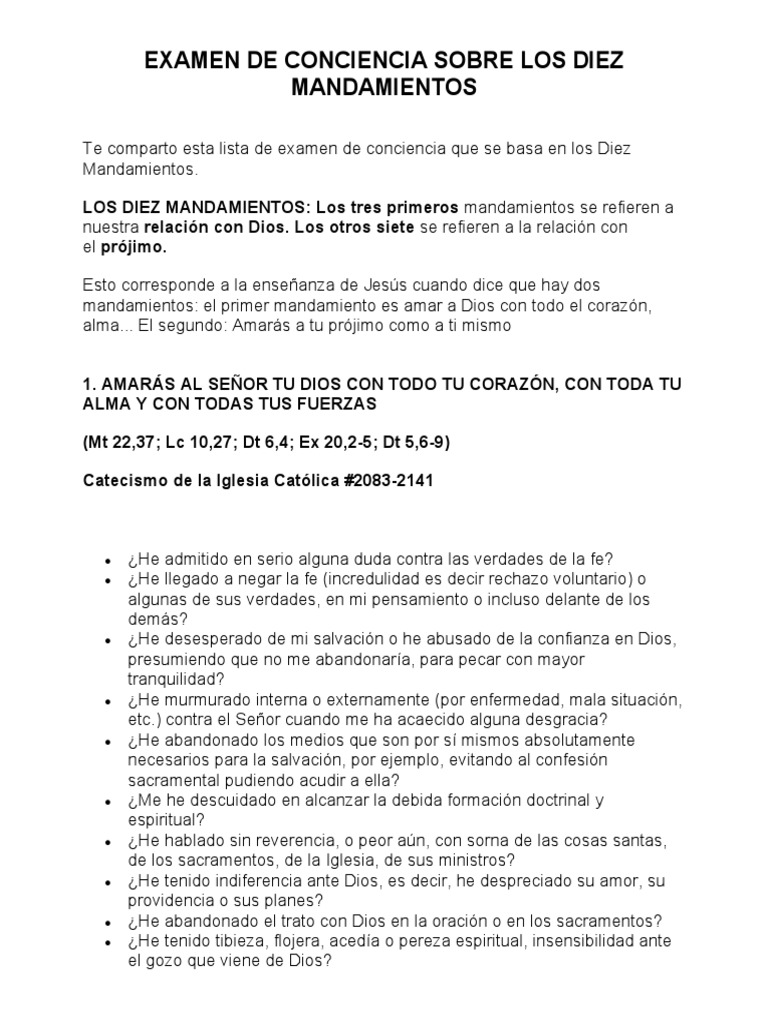 Examen de Conciencia Católico | PDF | Creencia religiosa y doctrina