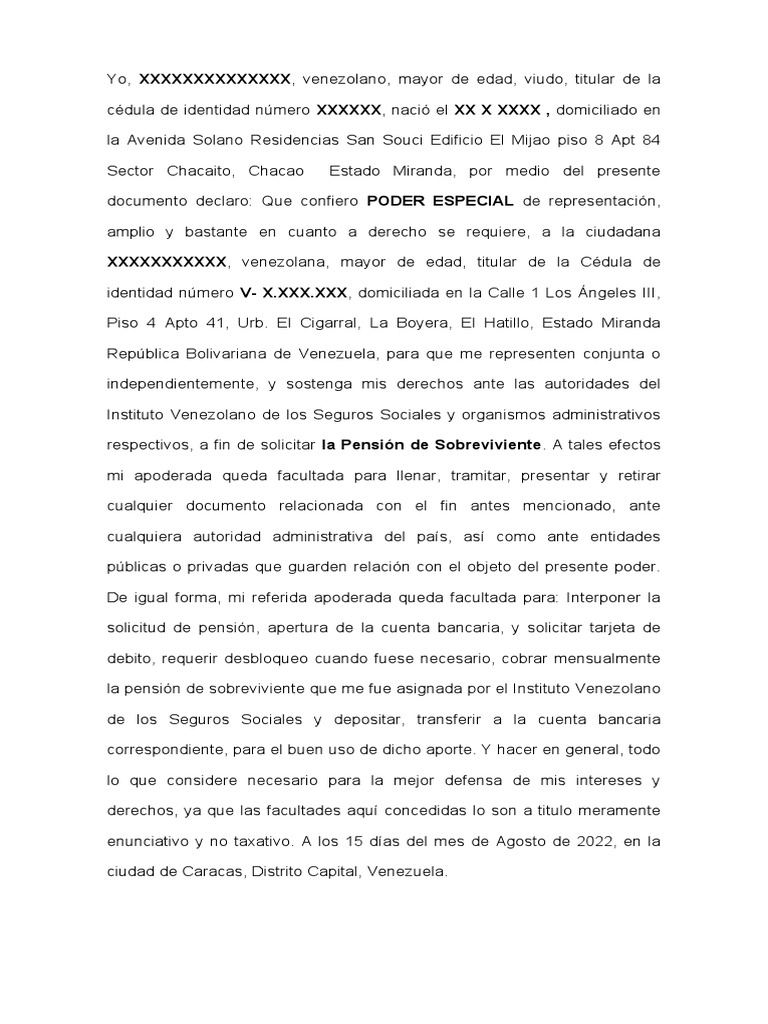 Poder Pension Sobreviviente | PDF