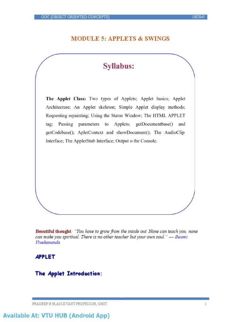 Java Applets & Swing Basics | PDF | Java (Programming Language) | Html