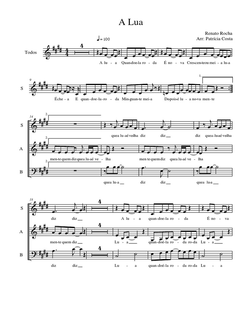 A Lua: Renato Rocha Arr: Patrícia Costa | PDF