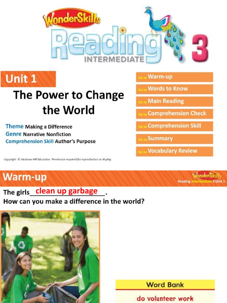 Intermediate 3 Unit 1 The Power To Change The World | PDF