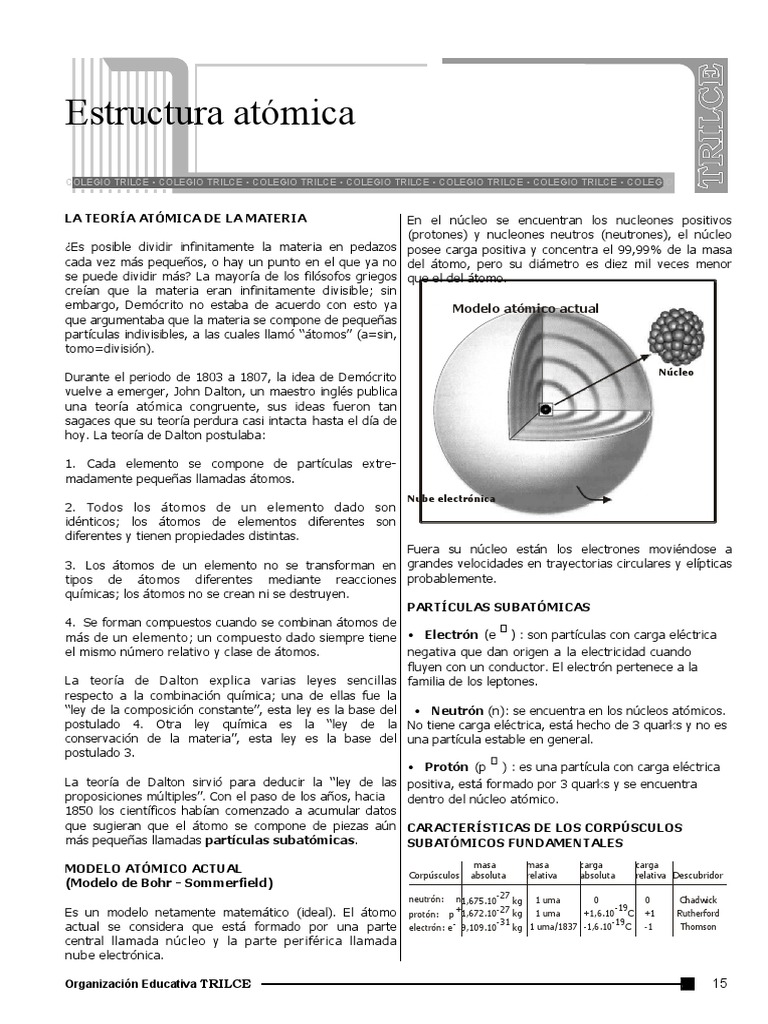 Estructura Atómica Pdf átomos Neutrón