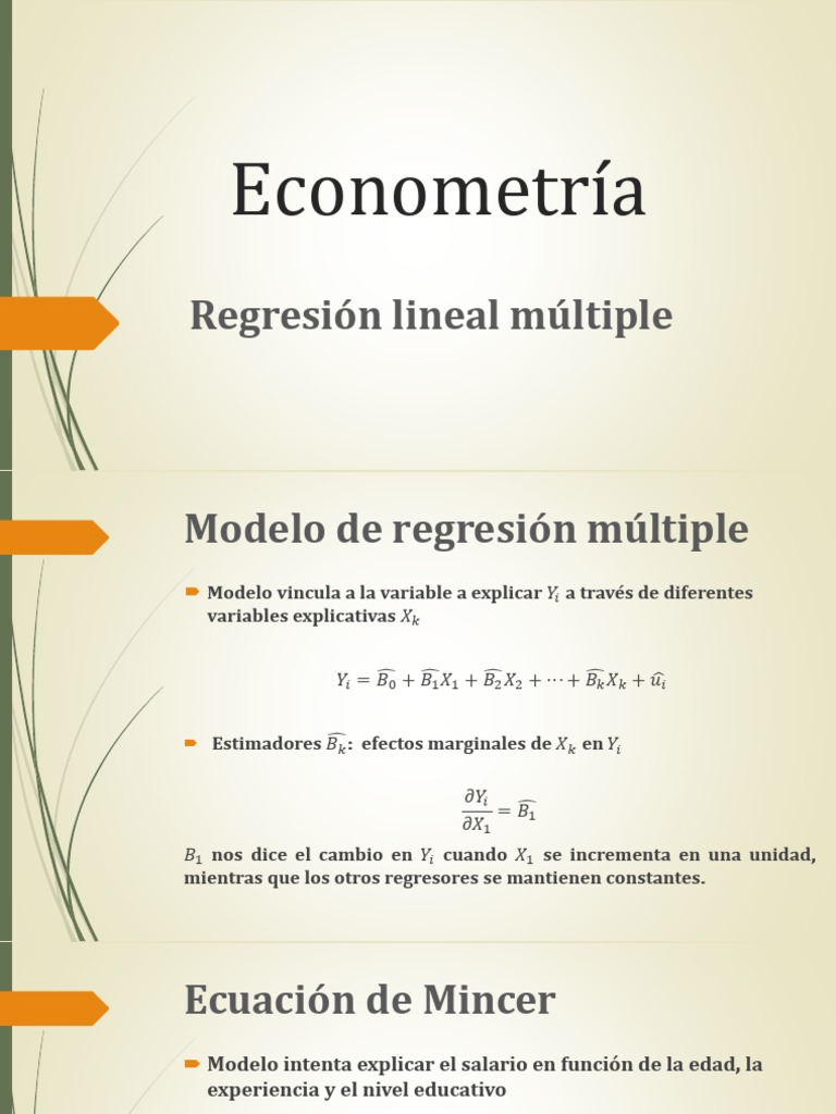 Econometria - Regresión Múltiple | PDF | Regresión lineal | Análisis de regresión
