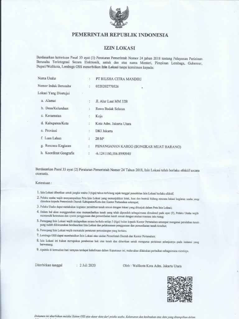 Ijin Lokasi - Usaha | PDF