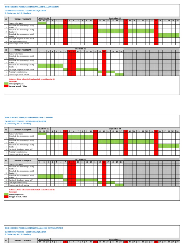 Time Schedule Pekerjaan Pemasangan Elektrikal | PDF