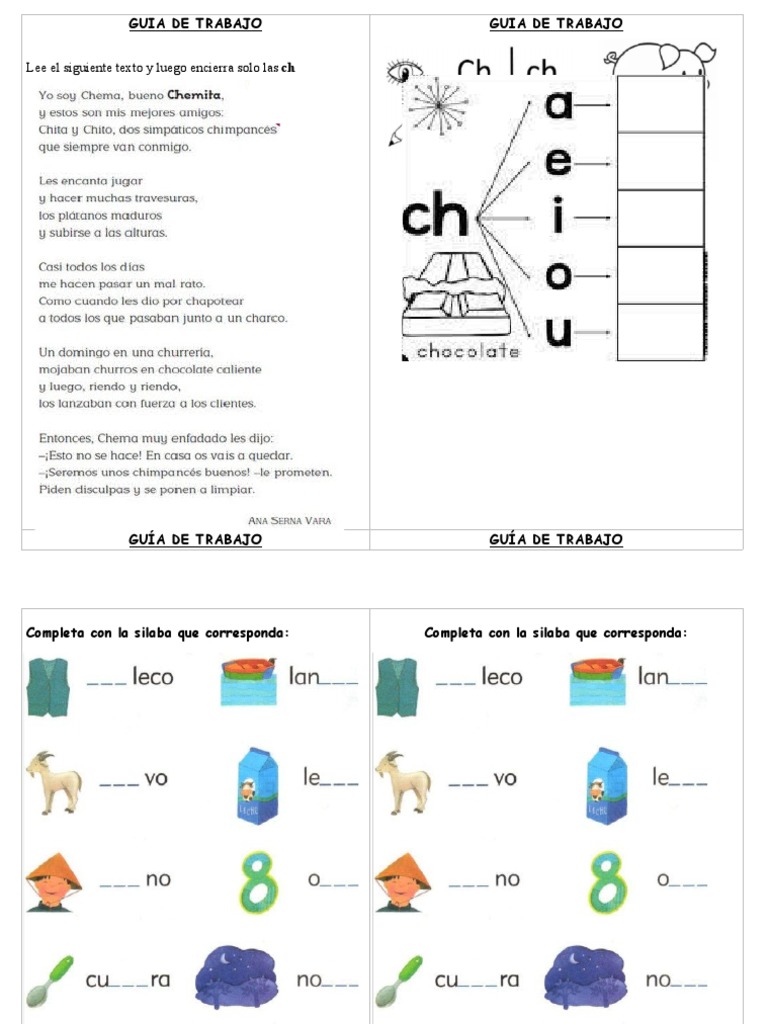 GUIA DE TRABAJO Digrafo CH | PDF