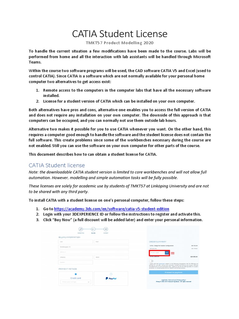 CATIA Student License | PDF | Software | License